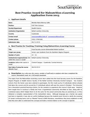 Fillable Online som soton ac Best Practice Award for Malnutrition ...