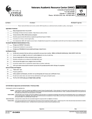 Fillable Online Initial Checklist - Veterans Academic Resource Center ...