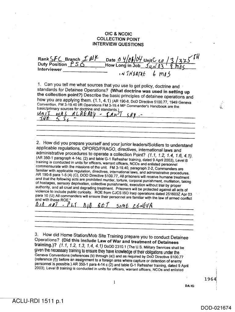 Fillable Online Interview Questions for Collection Point Operations Fax ...