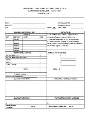 Fillable Online Division 5 Travel Claim Form (Fillable) Fax Email Print ...