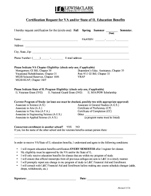 Fillable Online GI Bill Semester Certification Request Fax Email Print ...