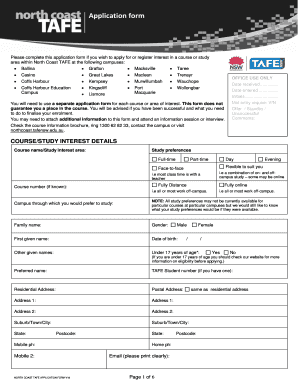 Fillable Online tafensw edu Application form Please complete this ...