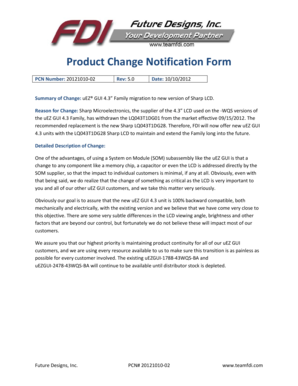 Fillable Online Product Change Notification Form PCN Number: 20121010 ...
