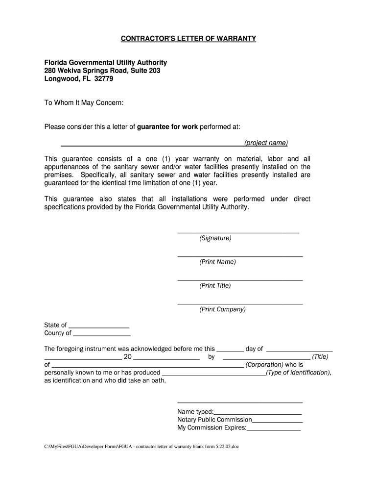 Warranty Letter Fill Online Printable Fillable Blank PdfFiller