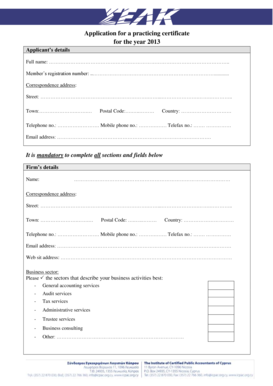 Fillable Online 2.2 Application for a practising certificate 2013 (1 ...