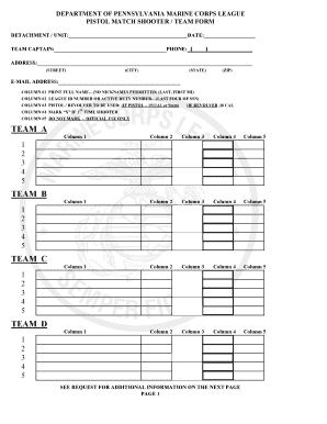 Fillable Online pamcleague TEAM A TEAM B TEAM C TEAM D - Marine Corps ...