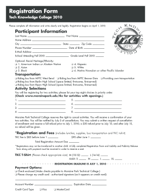 Fillable Online libs morainepark Registration Form - Moraine Park ...