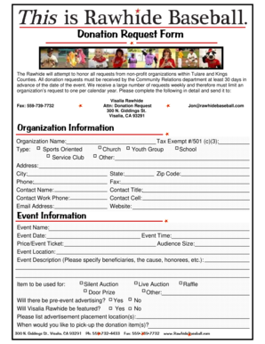 Fillable Online Donation Request Form The Rawhide will attempt to honor all requests from non ...