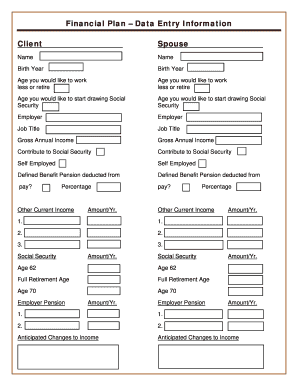 Fillable Online Financial Plan Data Entry Information Fax Email Print ...