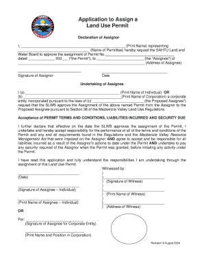 Fillable Online Land Use Permit Assignment Form - Mackenzie Valley Land ...