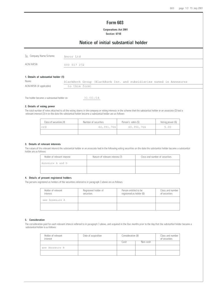 Fillable Online Notice of initial substantial holder Fax Email Print ...