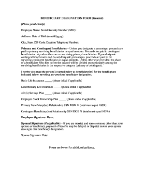 Fillable Online BENEFICIARY DESIGNATION FORM (General) (Please print ...