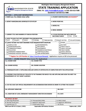 Fillable Online emd wa EMD State Training Application (Revised July 1 ...
