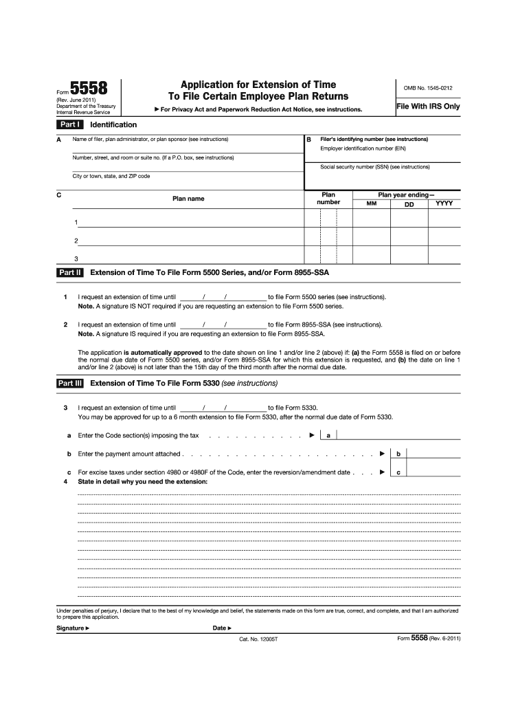 Fillable Online Application for Extension of Time to File Certain ...