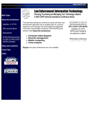 Fillable Online search Law Enforcement Information Technology - SEARCH ...