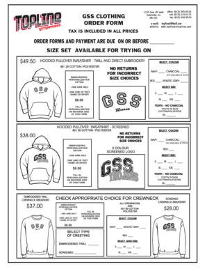 Fillable Online School Clothing Order Form Page 1.pdf Fax Email Print ...