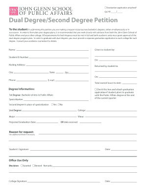 Fillable Online glennschool osu Dual Degree/Second Degree Petition - John Glenn School of Public ...
