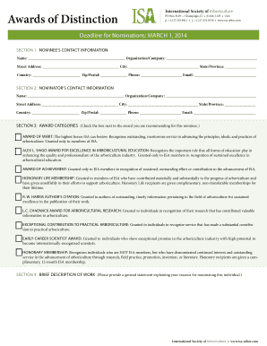 Fillable Online The ISA Awards of Distinction (formerly the ISA ...