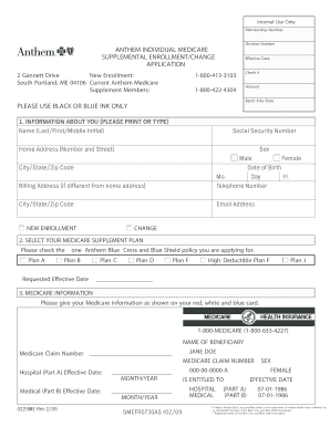 Fillable Online ANTHEM INDIVIDUAL MEDICARE Fax Email Print - pdfFiller