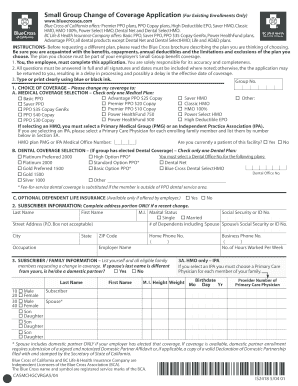 Fillable Online Small Group Change of Coverage Application Fax Email ...