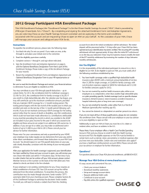 Fillable Online ) is for the Chase Health Savings Account ( Fax Email ...