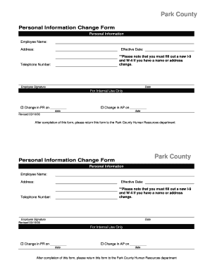 Fillable Online parkcounty Personal Information Change Form - Park ...