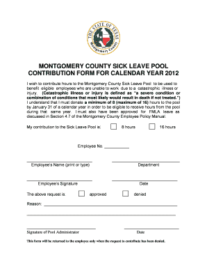 Fillable Online mctx Montgomery county sick leave pool contribution ...
