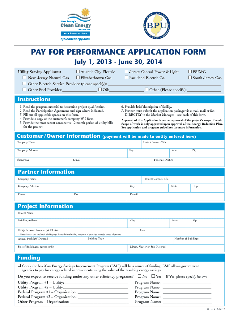 Fillable Online Pay for Performance Program Application Fax Email Print ...