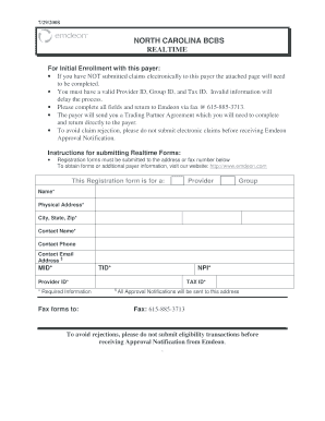 Fillable Online NORTH CAROLINA BCBS REALTIME - Emdeon Fax Email Print ...