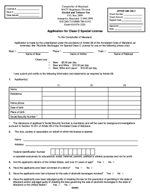 class c liquor license md Fill Online, Printable, Fillable, Blank ...