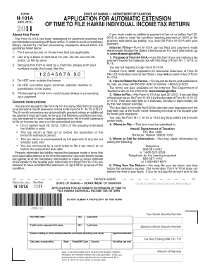 Fillable Online Form N-101A, Rev 2011, Application for Automatic Extension of Time to File ...