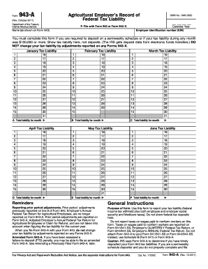 Fillable Online Form 943-A Agricultural Employer's Record of Federal ...