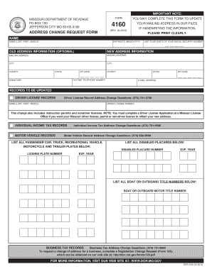 Fillable Online DOR 4160 Address Change Request Form Fax Email Print ...