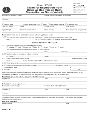 Fillable Online Rev. 5/06 Form ST-6E Audit Claim for Exemption from ...