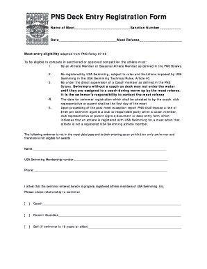 Fillable Online PNS Deck Entry Registration Form Fax Email Print ...