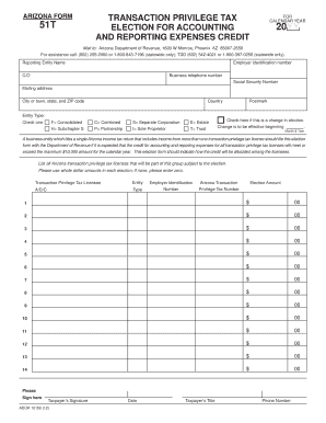 Fillable Online Arizona Form 51T. Transaction Privilege Tax Election ...