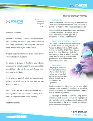 Fillable Online Roadside's Claim Form. - Mazda Canada Fax Email Print ...