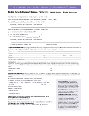 Fillable Online publicpower Rodeo Awards Banquet Sponsor Form ...