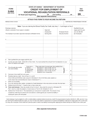 Fillable Online Form N-884, Rev. 2010: Credit for Employment of ...