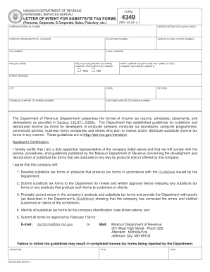 Fillable Online Form-4349, Letter of Intent for Substitute Tax Forms ...