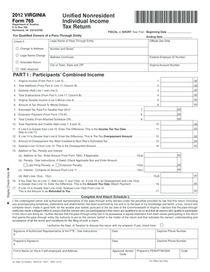 Fillable Online Unified Nonresident Individual Income Tax Return 2012 ...