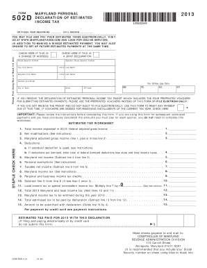 Fillable Online FORM 502D DECLARATION OF ESTIMATED Fax Email Print ...