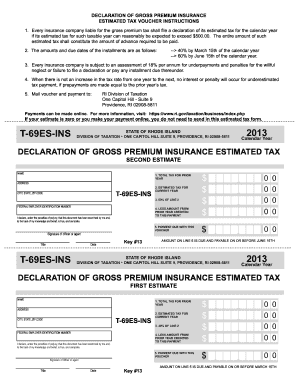 Fillable Online DECLARATION OF GROSS PREMIUM INSURANCE ESTIMATED TAX ...