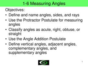 Fillable Online 1 1-6 Measuring Angles Objectives: Define and name ...