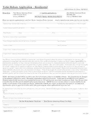 Fillable Online Toilet Rebate Application Residential Fax Email Print - pdfFiller