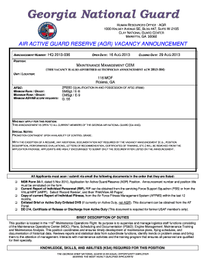 Fillable Online HUMAN RESOURCES OFFICE - AGR Fax Email Print - pdfFiller