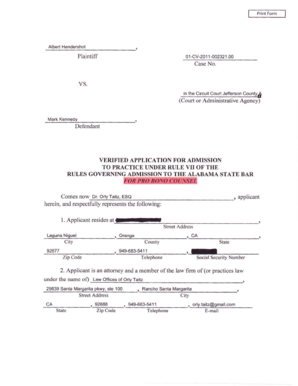 Fillable Online Pro hac vice AL - Orly Taitz, Esquire Fax Email Print ...