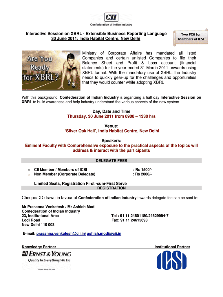 Fillable Online Interactive Session On Xbrl Extensible Business