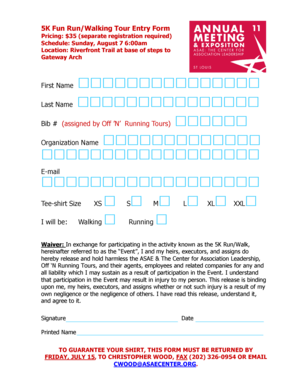 Fillable Online asaecenter 5K Fun Run Entry Form - asaecenter Fax Email ...