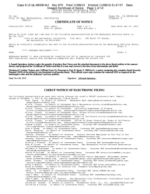 Fillable Online CERTIFICATE OF NOTICE CM/ECF NOTICE OF ... - Omnimgt ...